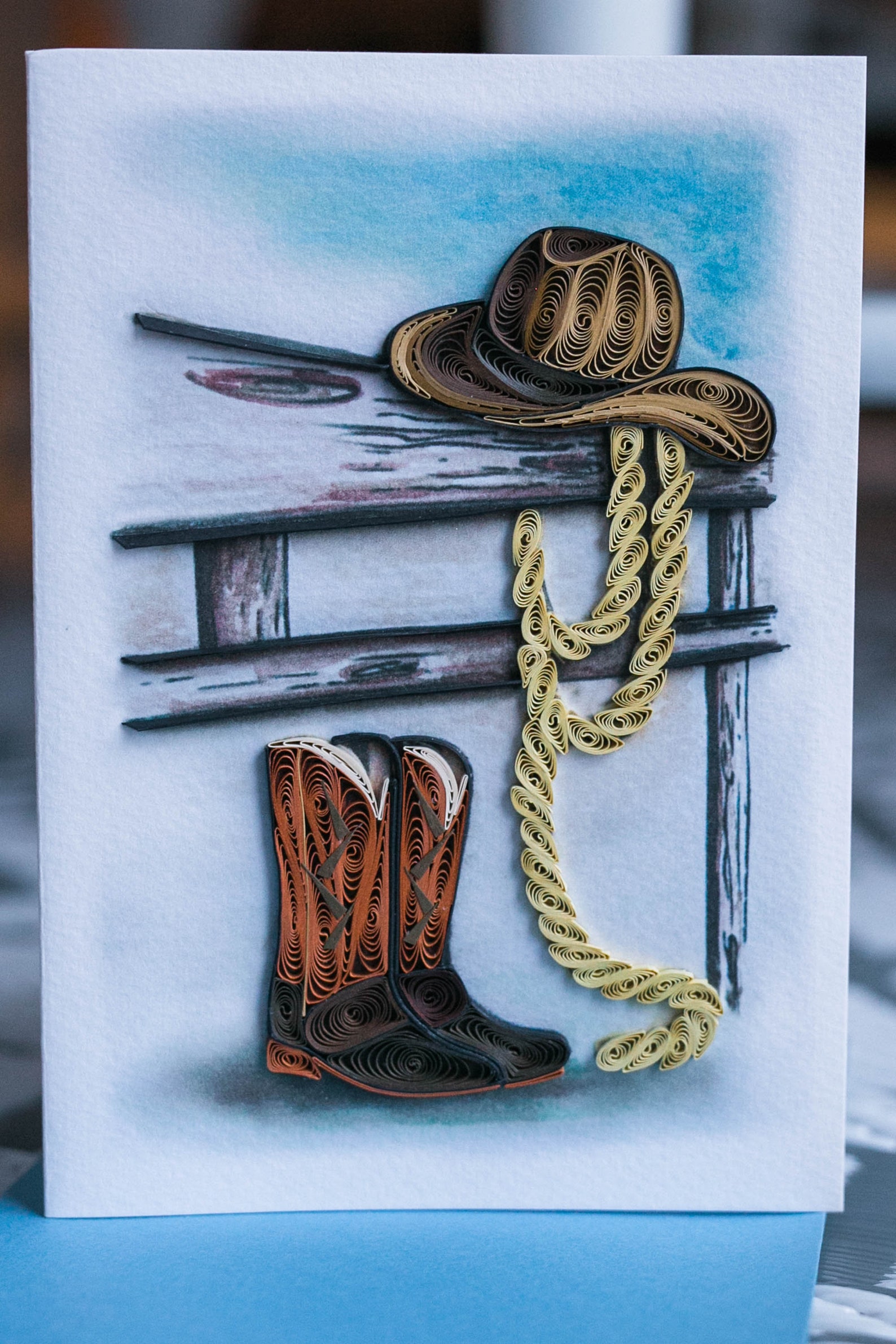 Cowboy Boots & Hat Quilled Card - Etsy