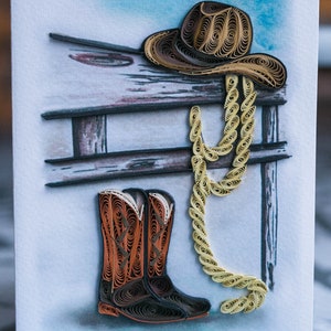 Cowboy Boots & Hat Quilled Card - Etsy