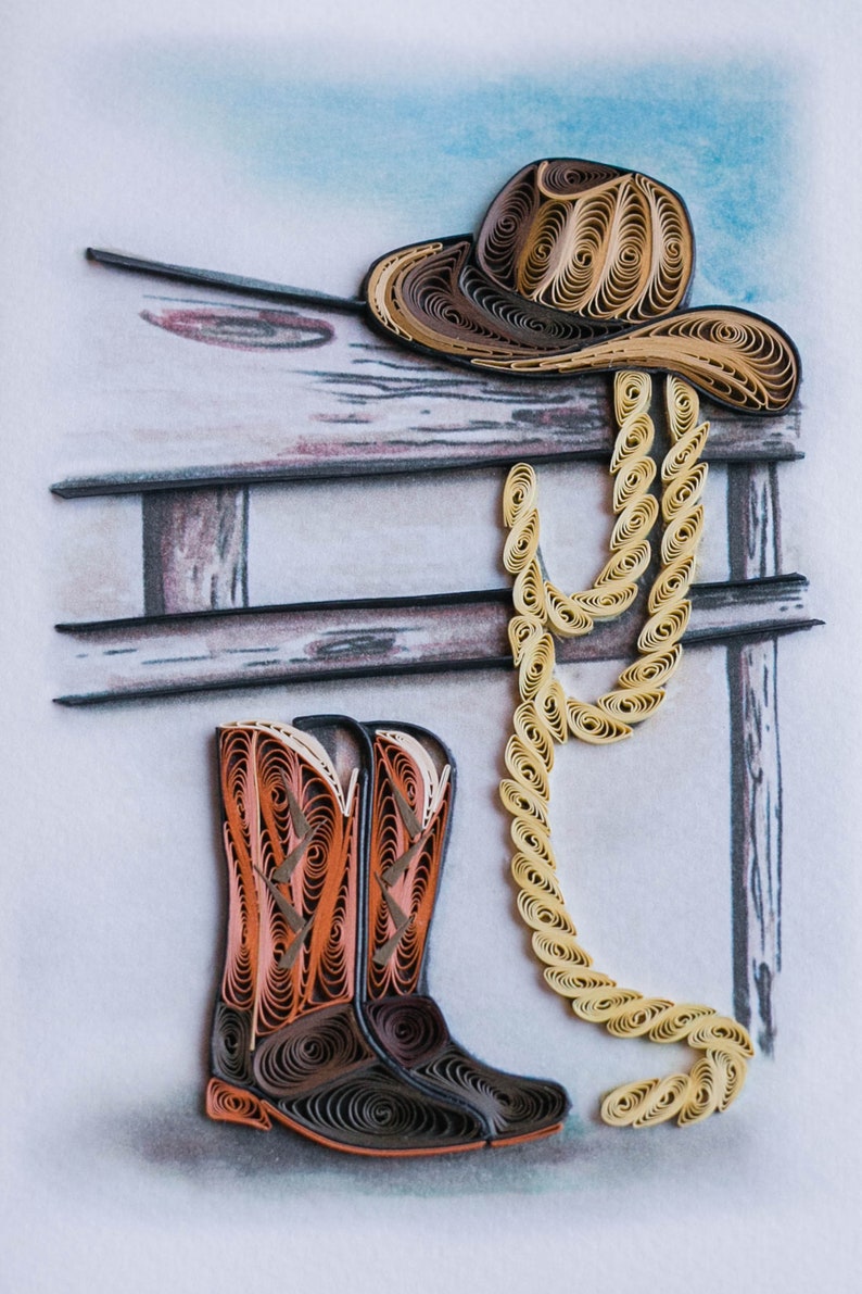 Cowboy Boots & Hat Quilled Card - Etsy