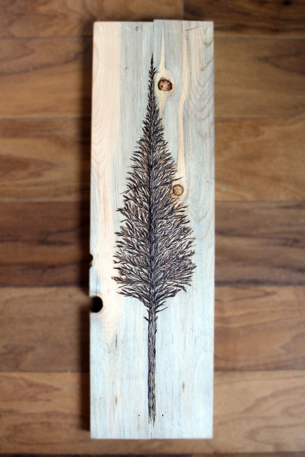 Rustic Pine Tree pyrography art on pallet wood | Etsy