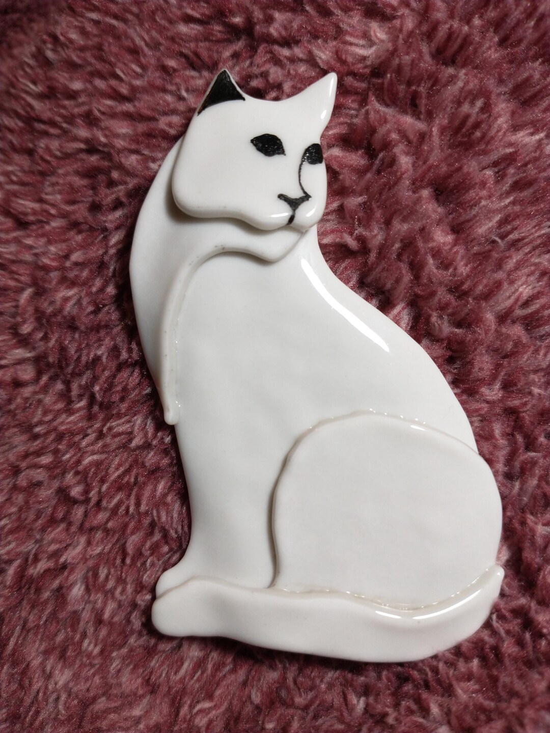 Graceful Vintage Layered White Glass Cat - Etsy