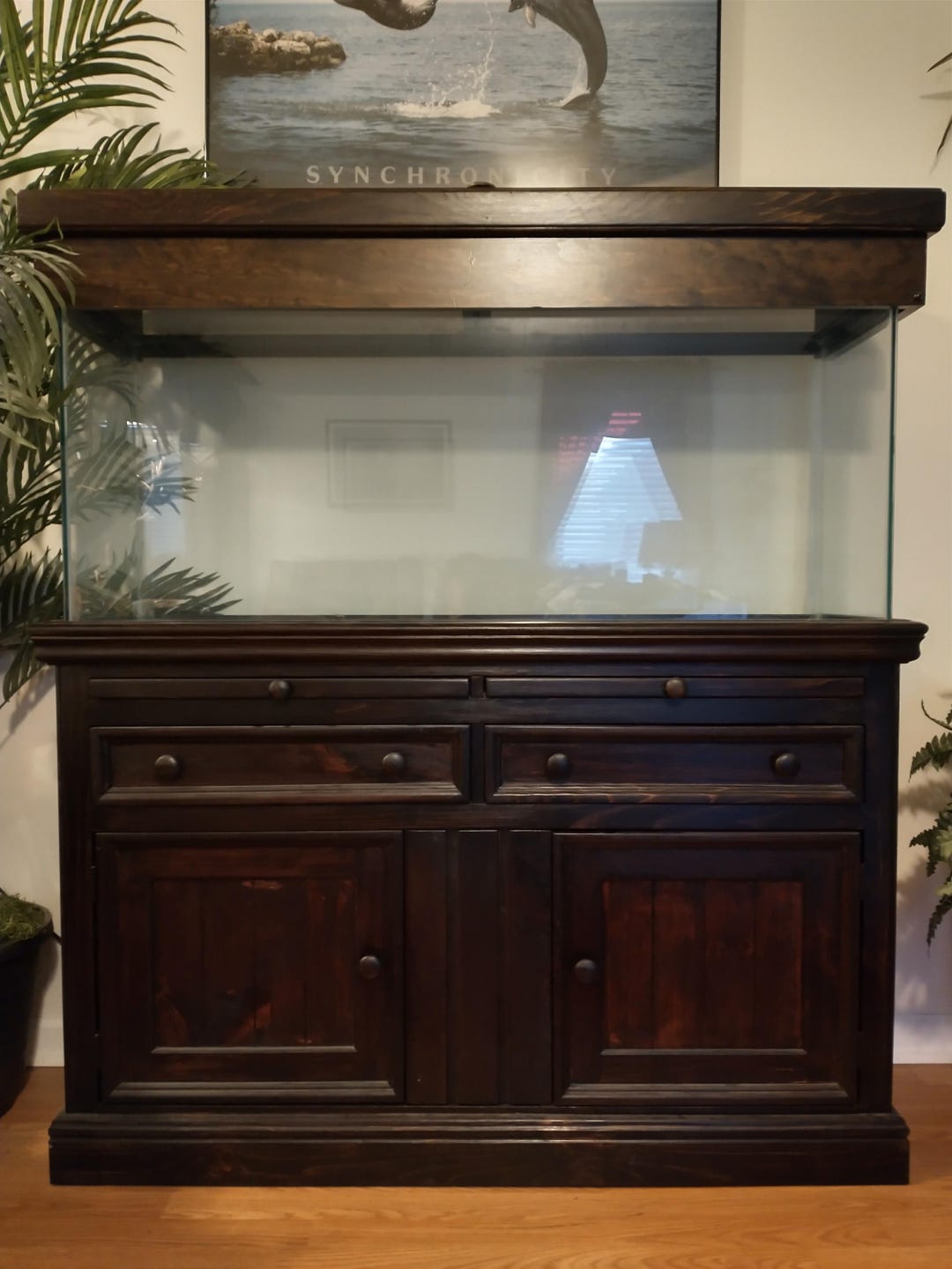 Solid Wood Fish Tank Stand, 55gal Tank and Lights Set Up - Etsy