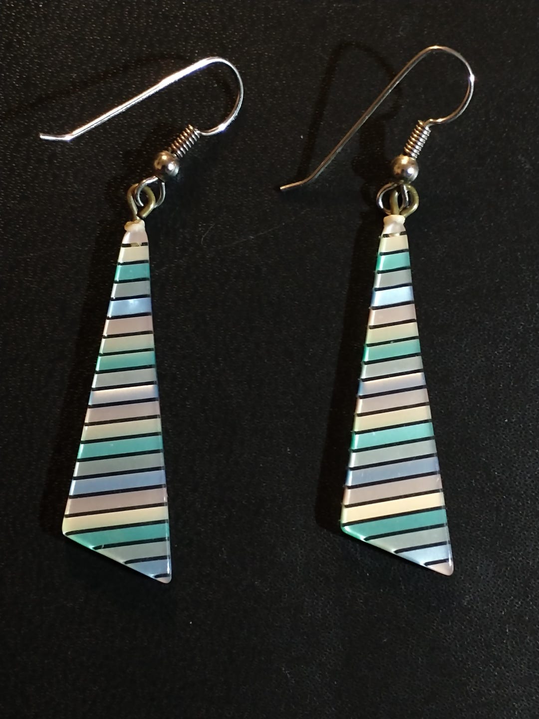 Pure 80s Striped Pastel Triangle Dangle Earrings for Pierced Ears - Etsy