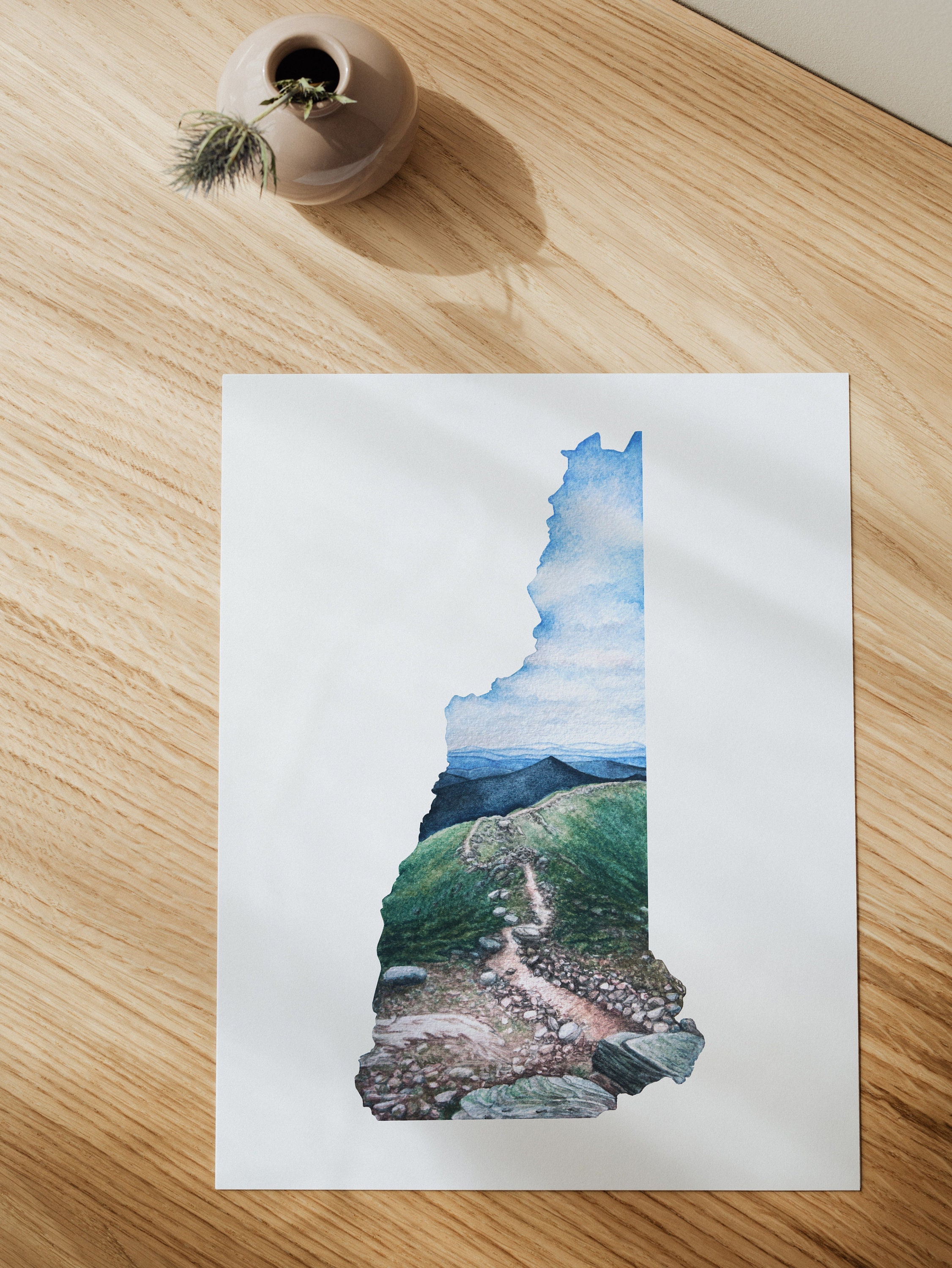 New Hampshire State Watercolor Gicleé Art Print Sizes 8"x10" 11"x14" 12 ...