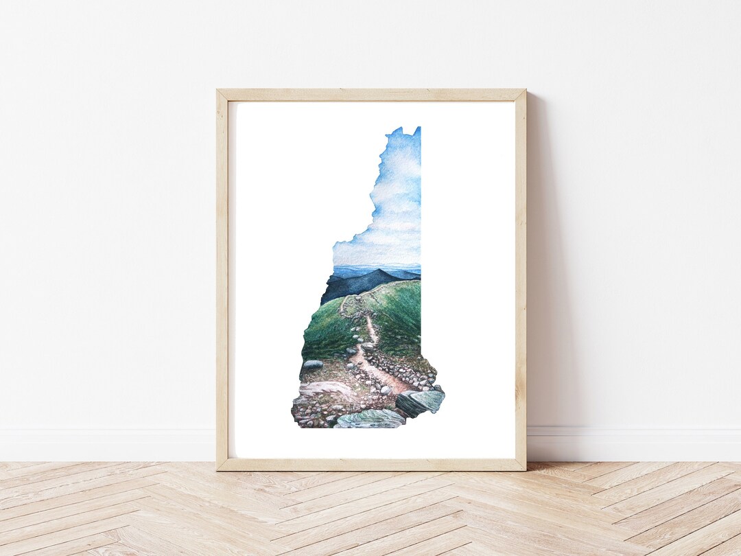 New Hampshire State Watercolor Gicleé Art Print Sizes 8"x10" 11"x14" 12 ...