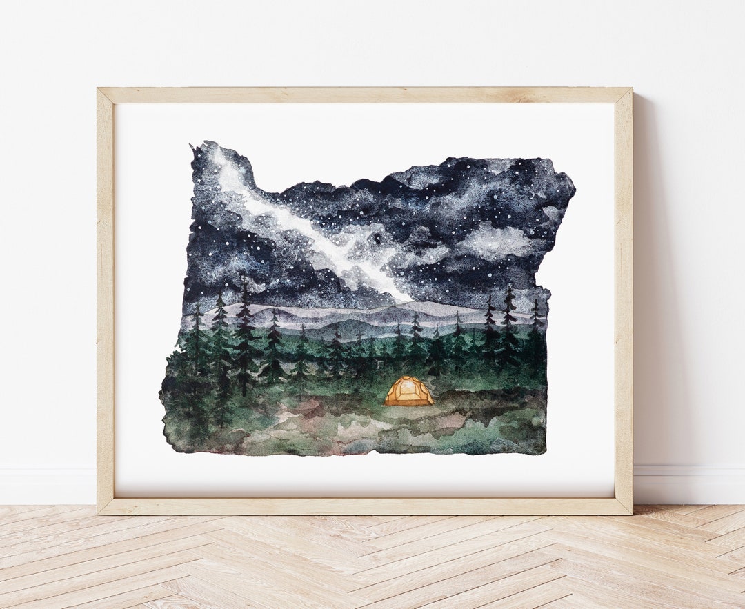 Oregon State Starry Night Gicleé 8"x10" and 11"x14" Art Print ...