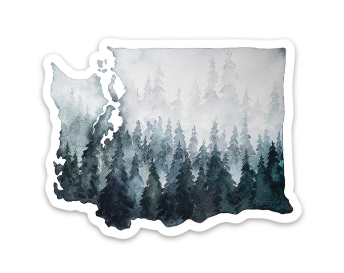 Washington State Trees Vinyl Sticker / Illustrated Washington State ...