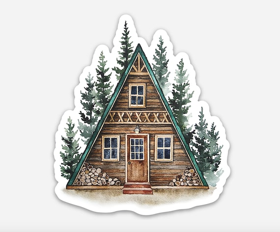 A-frame Cabin Vinyl Sticker - Etsy