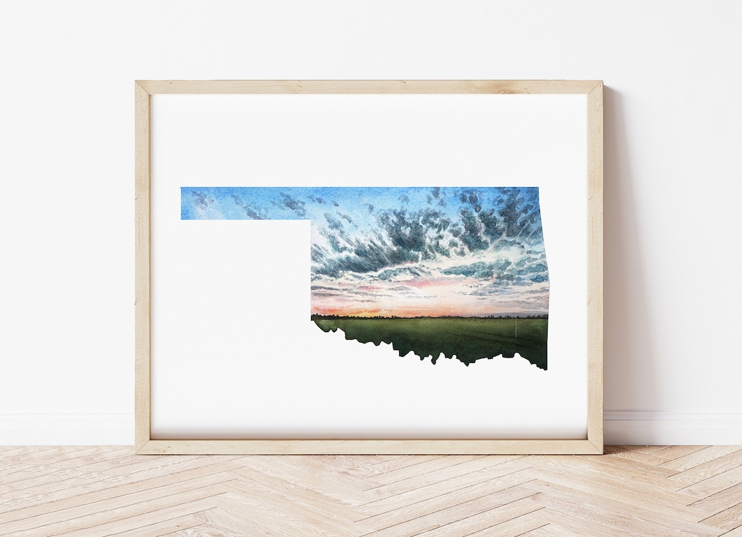 Oklahoma State Osage Plains Watercolor Gicleé Art Print Sizes 8"x10" 11 ...