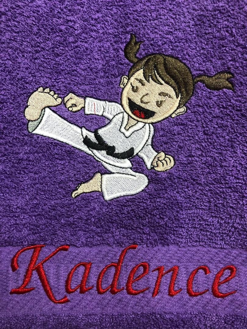 Karate Girl Black Belt Tae Kwon Do Girl Embroidered Towel - Etsy