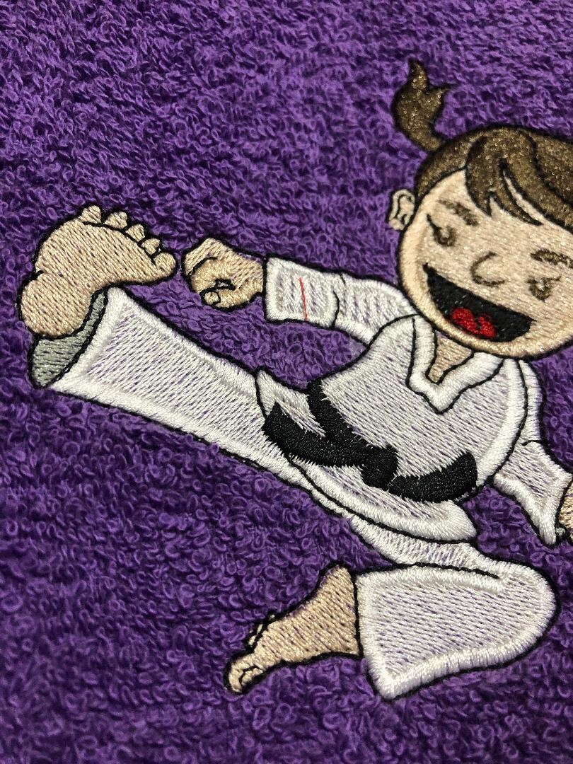 Karate Girl Black Belt Tae Kwon Do Girl Embroidered Towel - Etsy