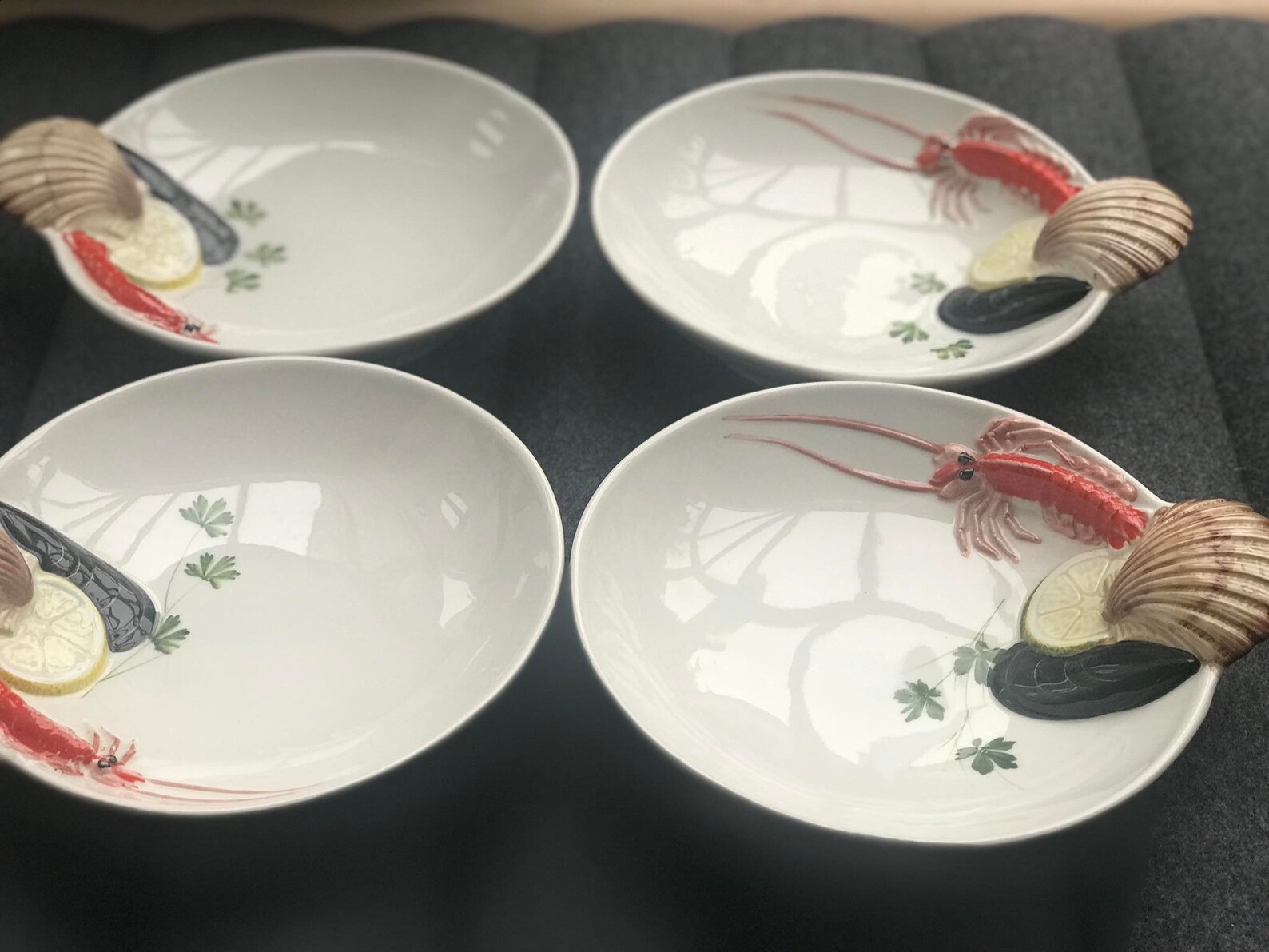 Seafood 4 Plates Soup or Pasta Dinnerware Lobster Shellfish - Etsy