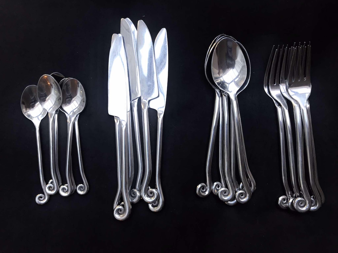 Set 24 Flatware Swirl Twist Cutlery French Twisted Ends Spiral Ends ...