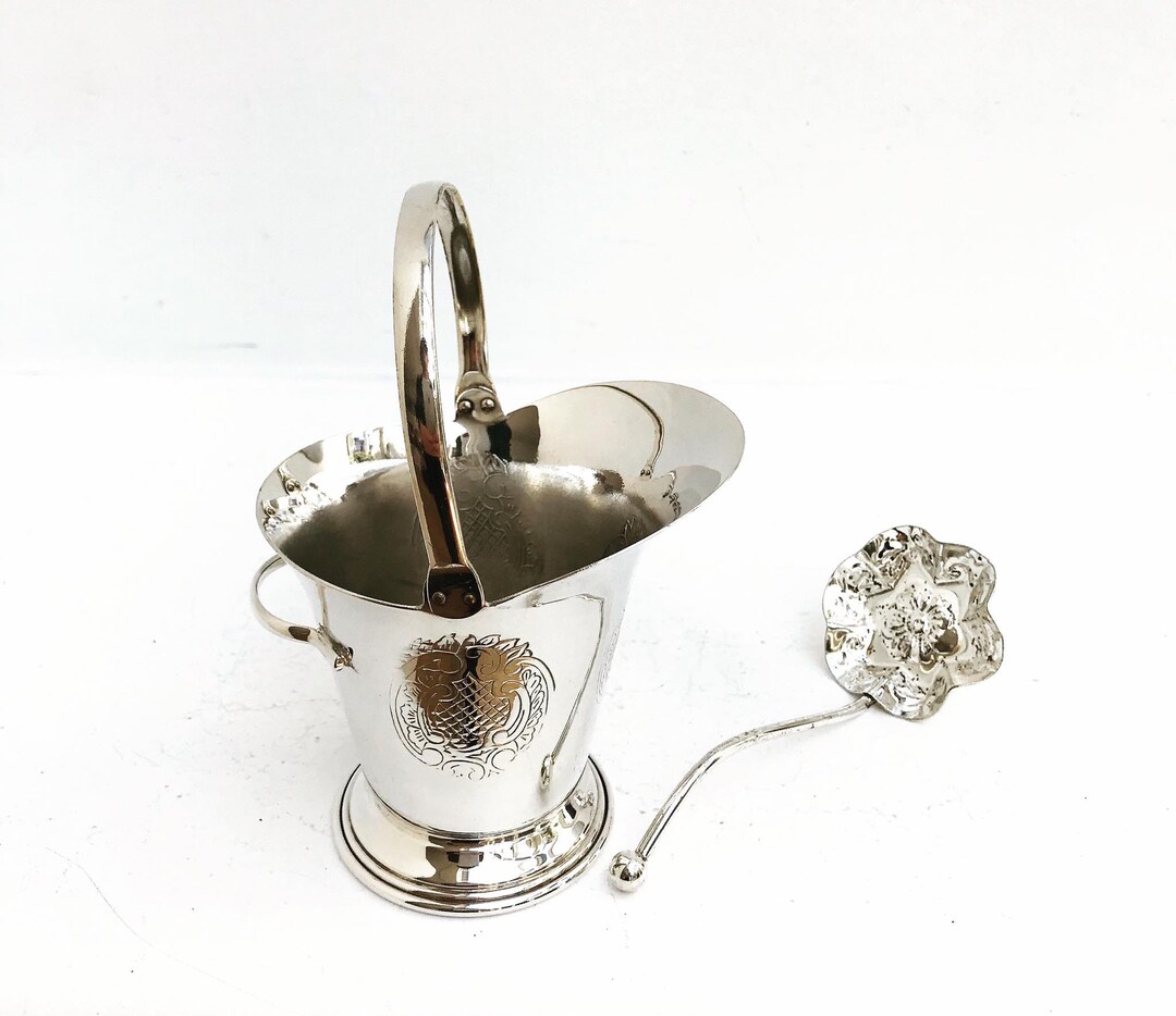 Vintage Yeoman Silver Plated Scuttle Bowl With Spoon: Engraved Sugar Bowl - Etsy