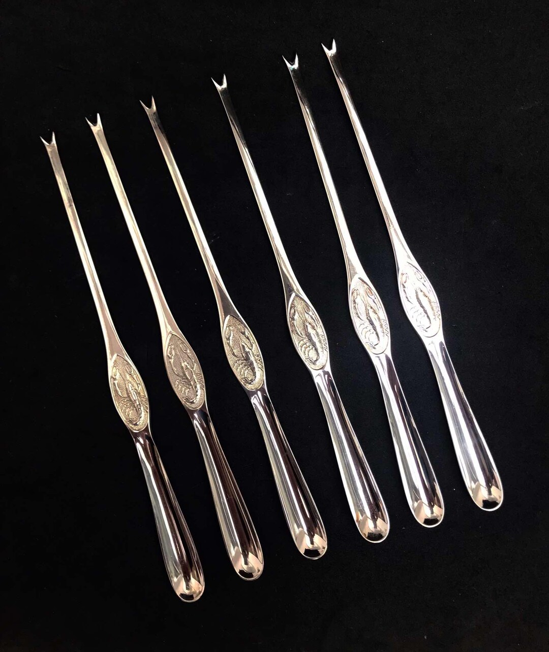 Lobster Picks Seafood Forks Silver Plated Mema Swedish Vintage Lobster ...