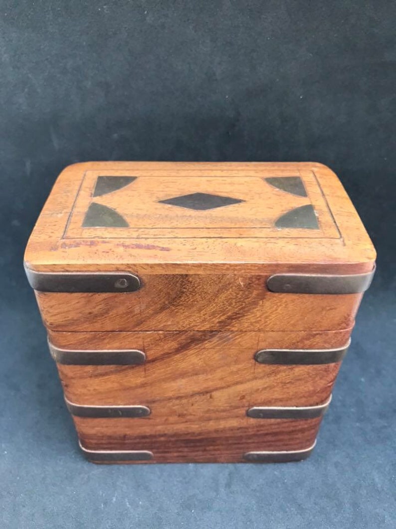 Vintage Playing Cards Wooden Box Bridge Set Canasta Set With - Etsy