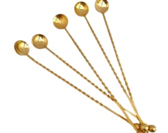 24K Gold Plated Cocktail Spoons, Set of Six - Etsy