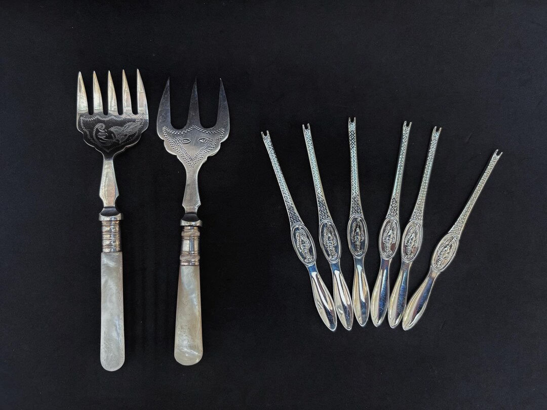 Sardine Fork Victorian Silver Plated Server Lobster Picks Decorative ...