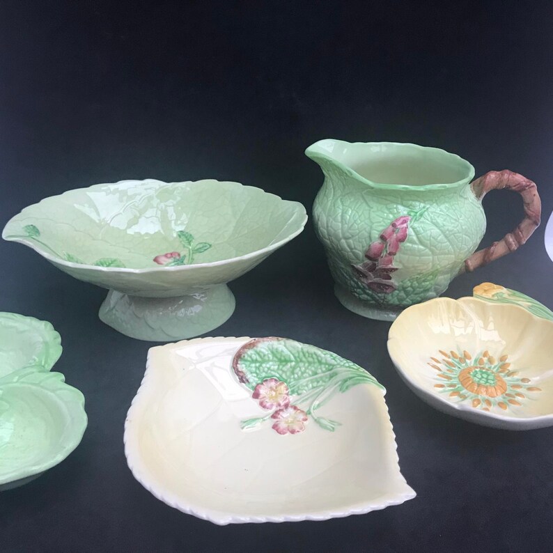 Carlton Ware Green Foxglove Dishes, Antique English China, 4 Piece Set ...