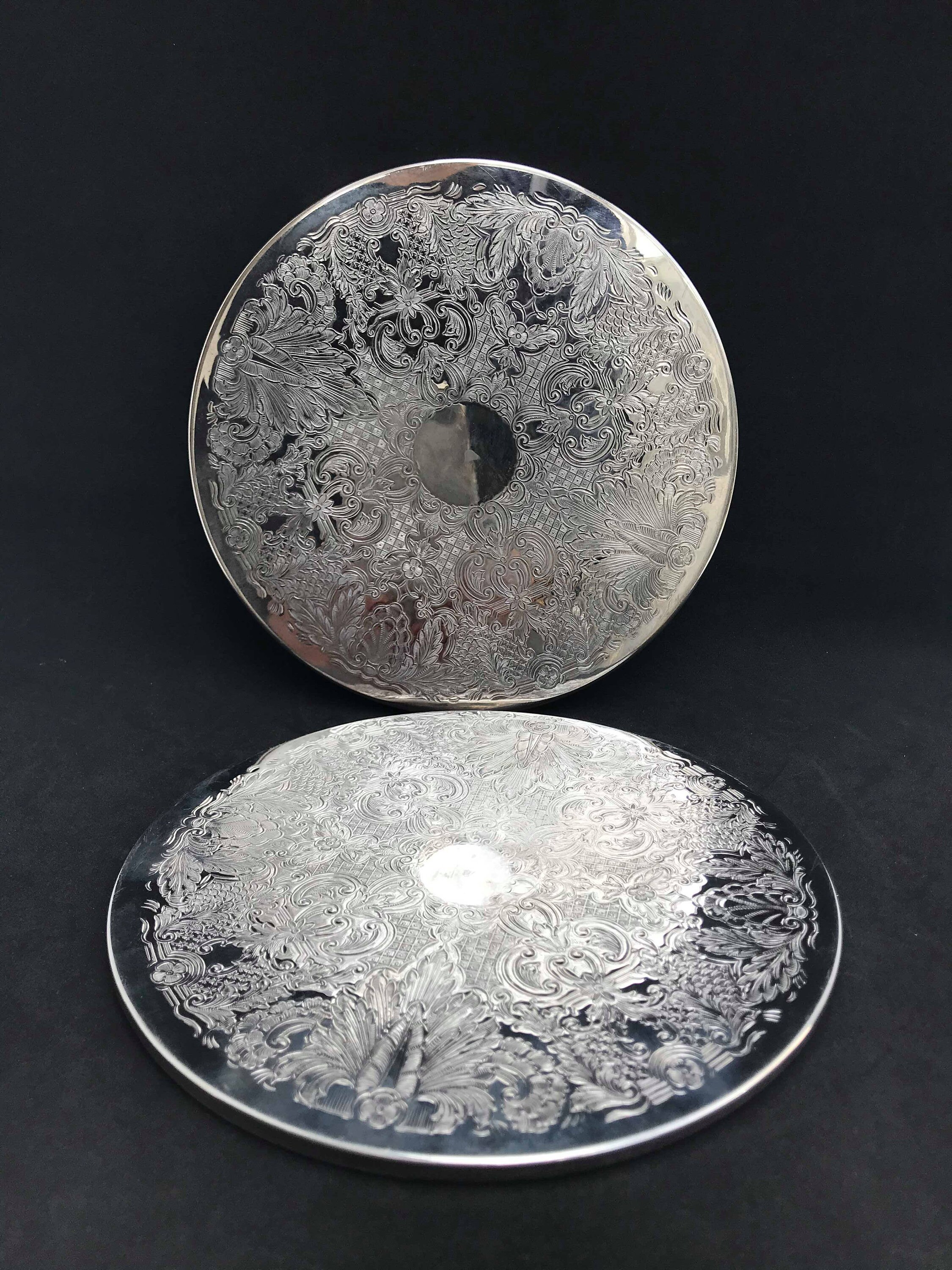 Vintage Tarnished Silver Trivets Set of Four Hot Plates Made in Europe ...