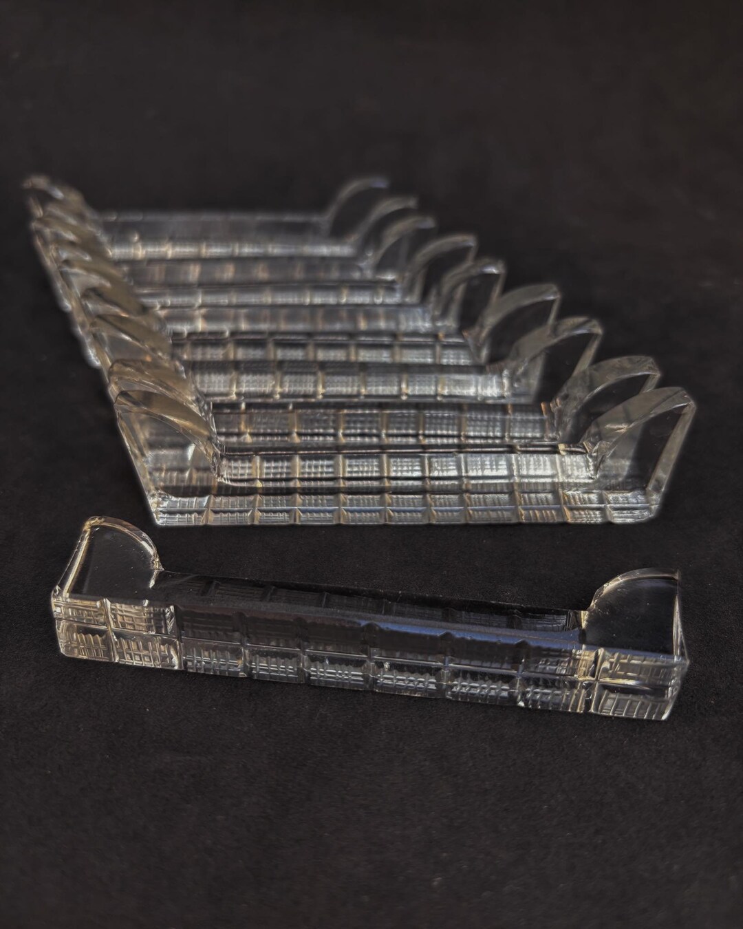 Knife Rest Molded Glass Cutlery Rest Set 10 Retro Table Knife Holders ...