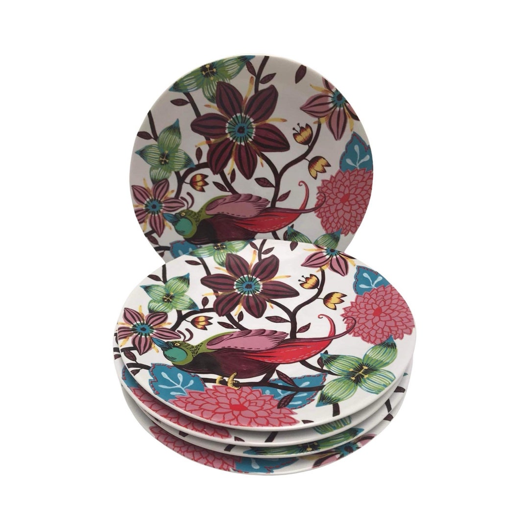 Genevieve Lethu Toucana Dessert Plates: French Porcelain Bird & Flower ...