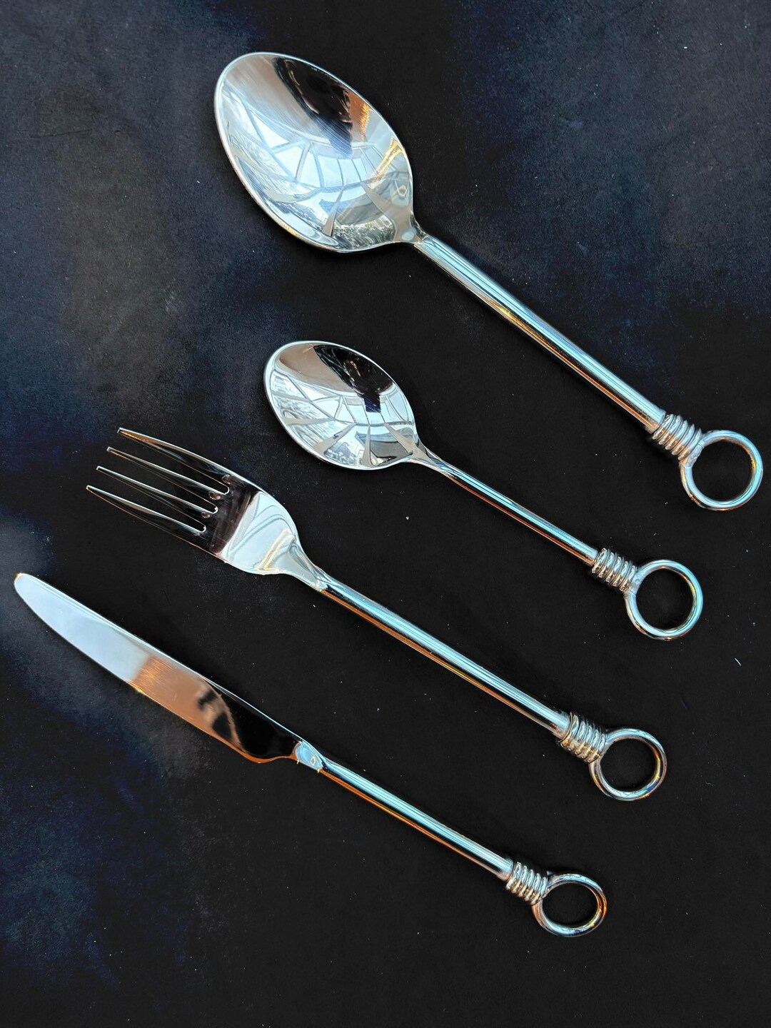 French Knot Flatware Set: Twisted Cutlery, Brutalist Medieval Style - Etsy