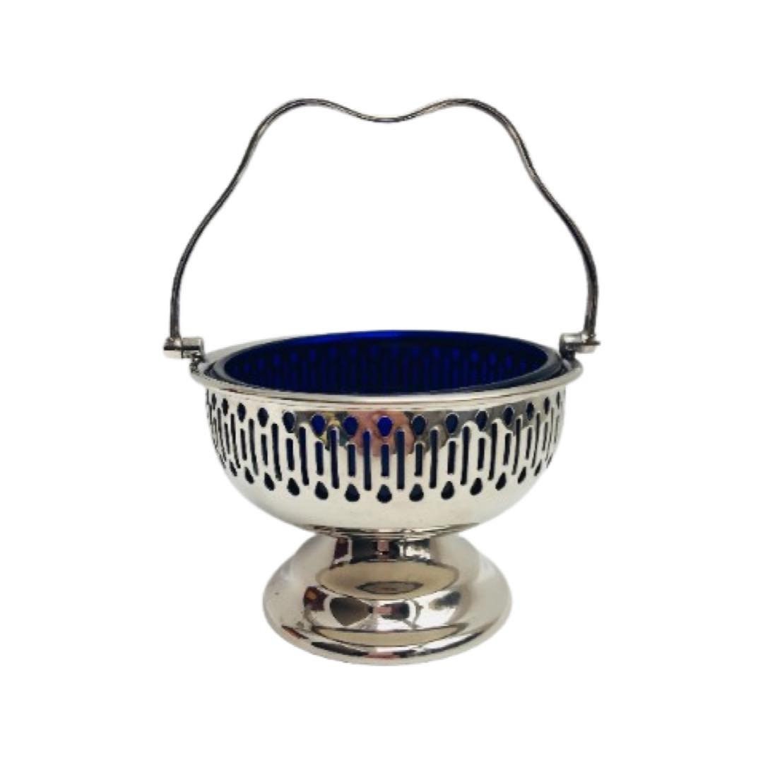 Vintage Falstaff Silver Plated Bon Bon Dish: Cobalt Blue Glass Liner ...