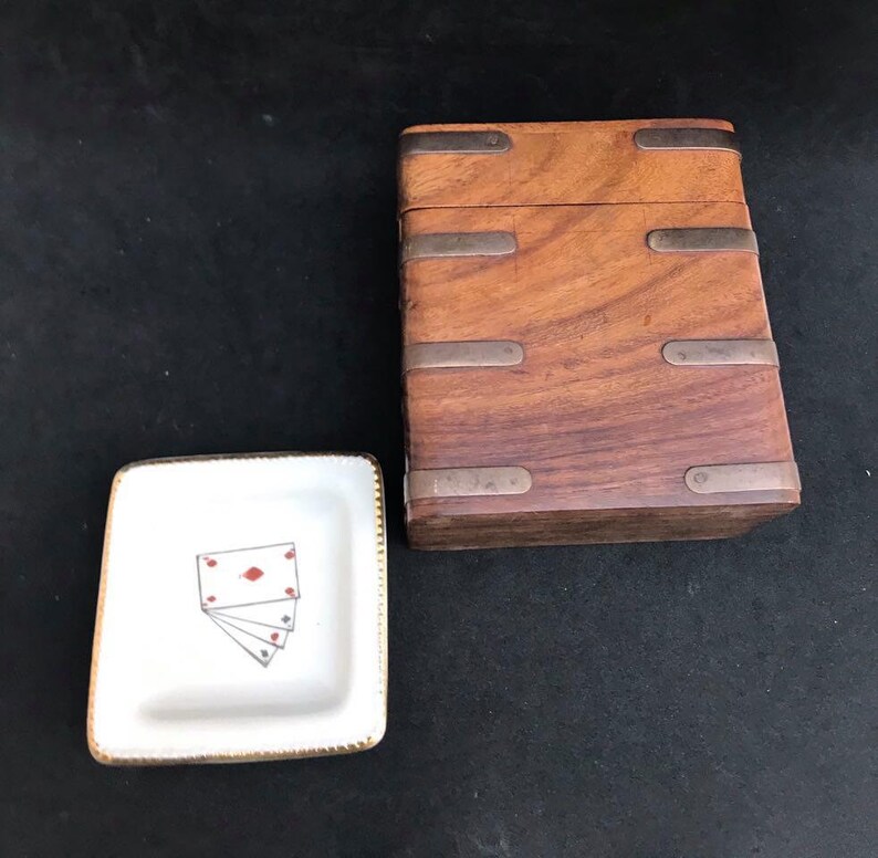 Vintage Playing Cards Wooden Box Bridge Set Canasta Set With - Etsy