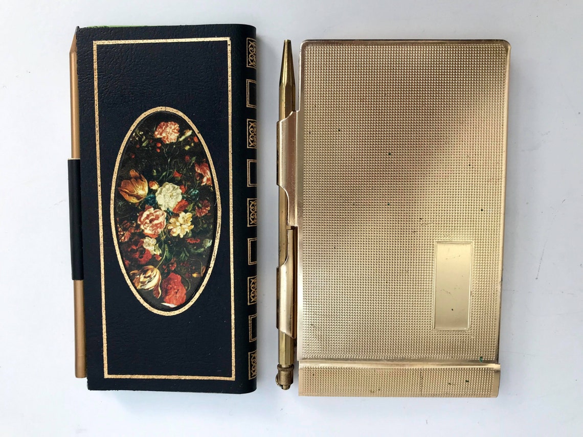 Notebook Case notepad Vintage Pencil Gold pocket Agenda | Etsy