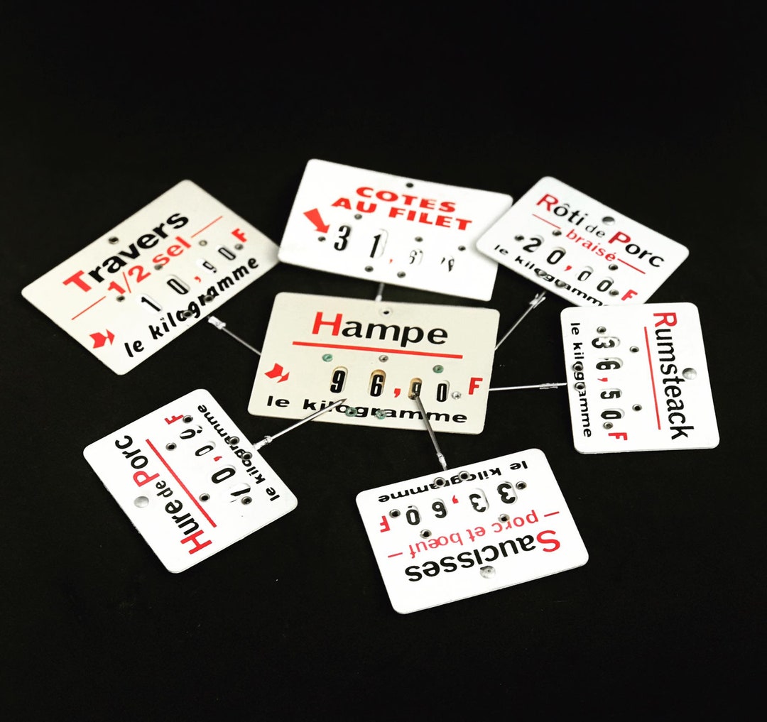 Vintage French Butcher Shop Signs: 1970s Meat Price Tags - Etsy
