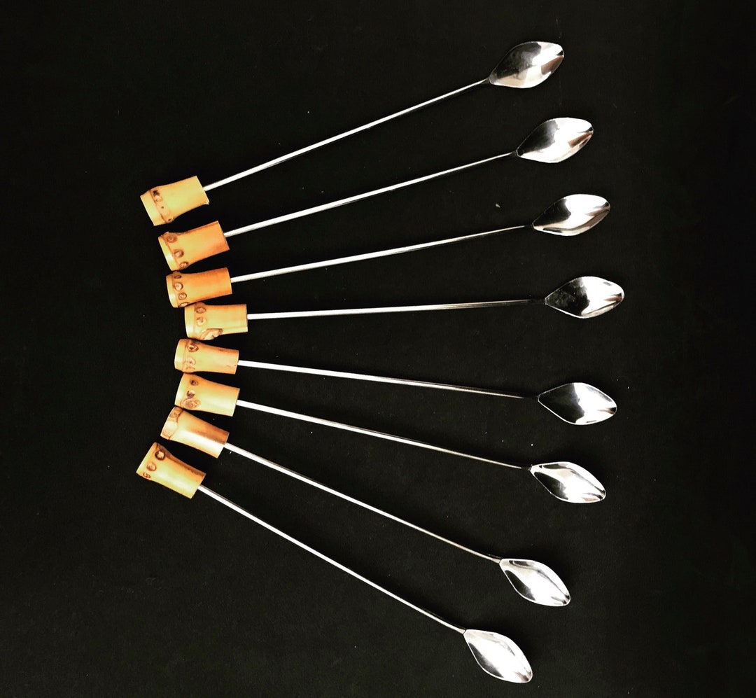Vintage Bamboo Handle Cocktail Spoons - Set of 8 - Made in France - Etsy