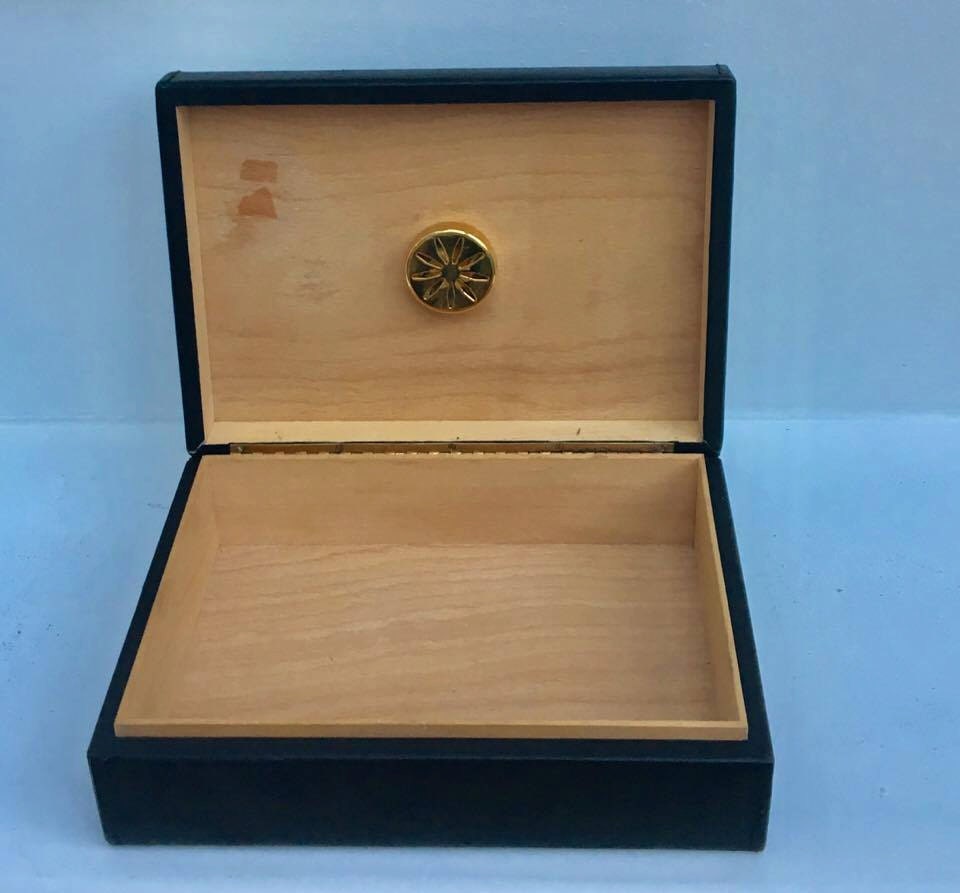 Cigar Box Genuine Black Leather Cigar Box Vintage Cigar Box | Etsy