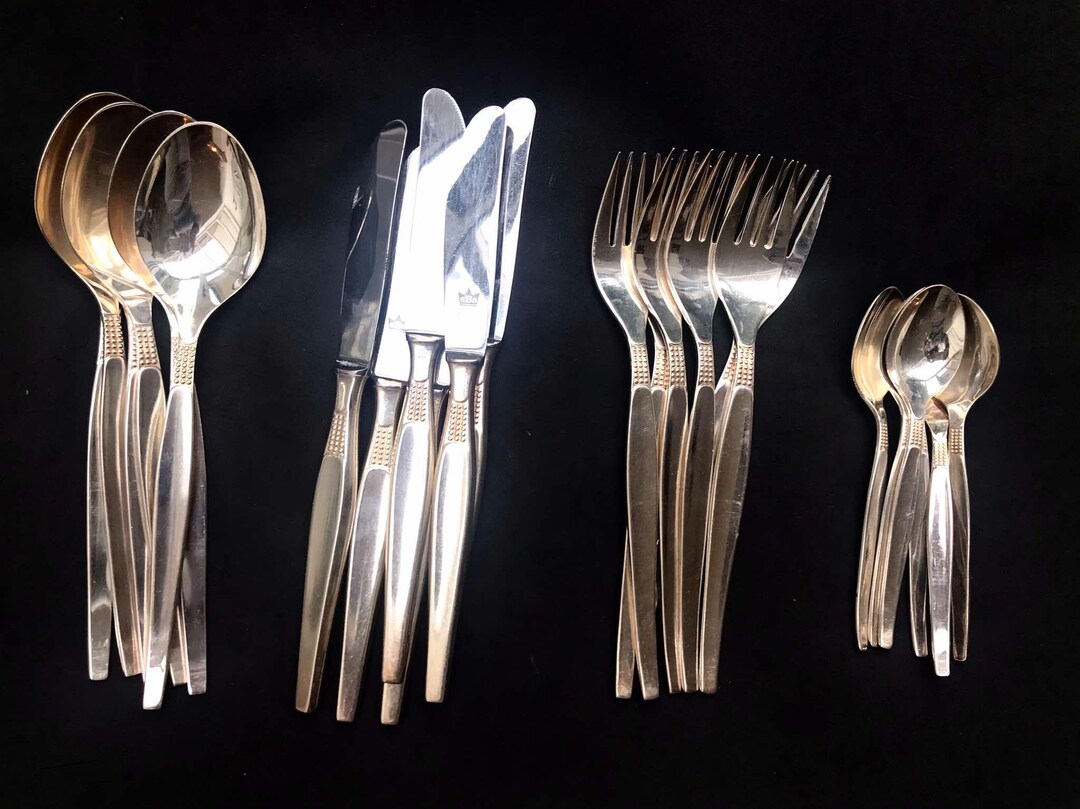 Vintage SBS Solingen Silver Plated Flatware Set: Art Deco Cutlery for 6 ...