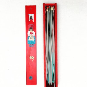 Vintage Red Knitting Needle Box: Wooden Case With Needles, Grandma ...
