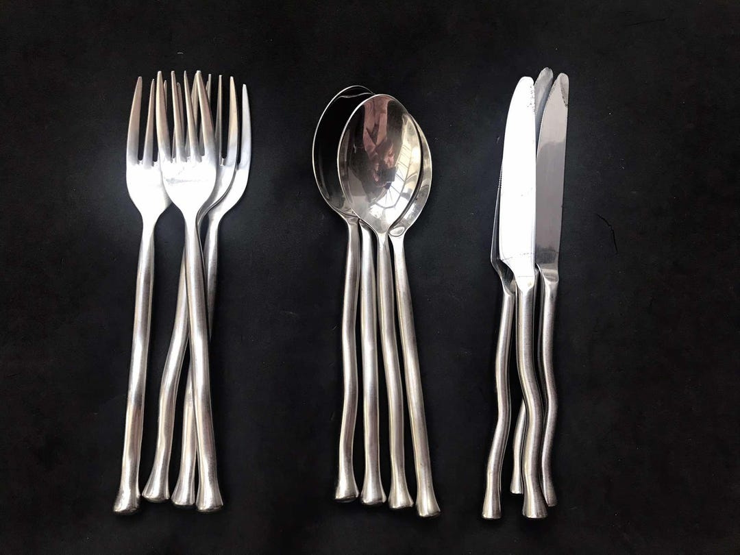 French Twisted Flatware Set: Brutalist Medieval Style, 12 Piece - Etsy