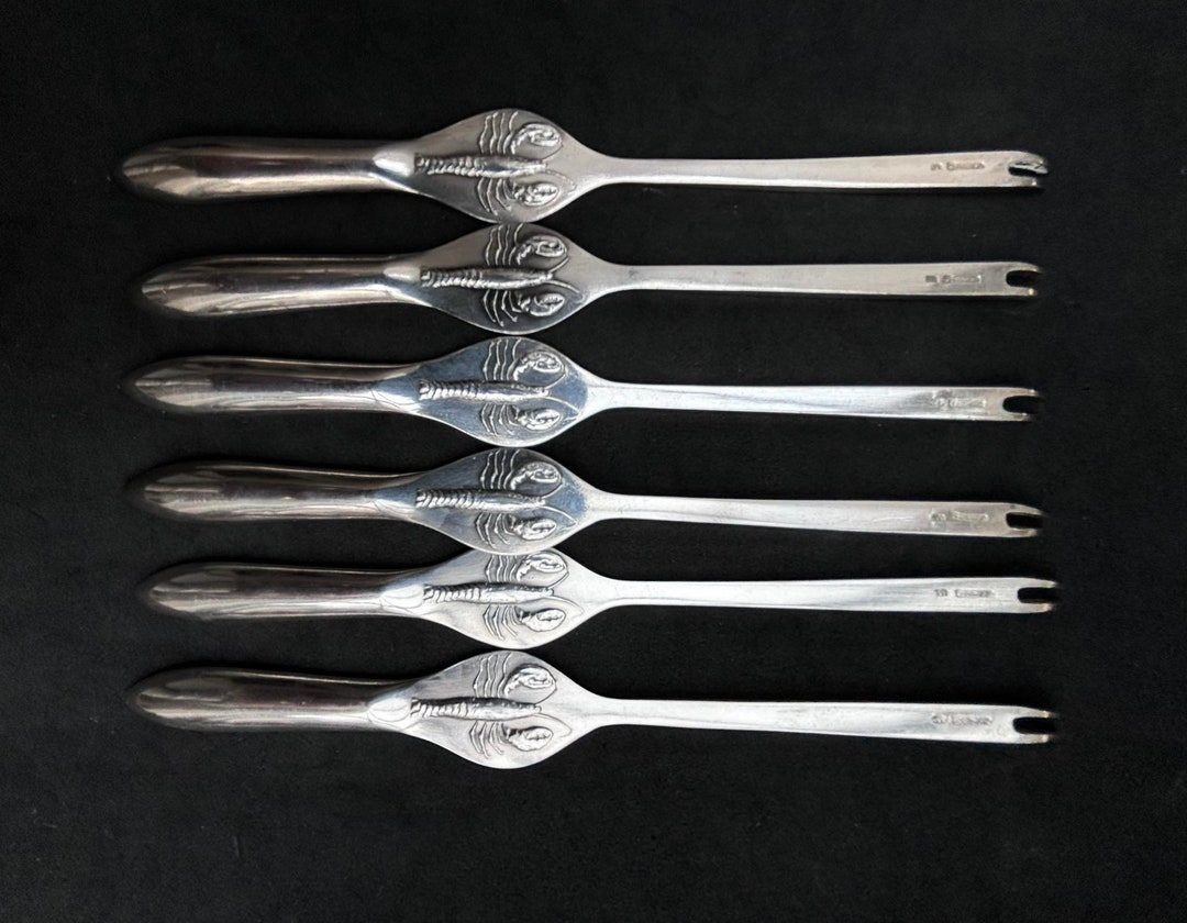 Lobster Picks Seafood Wiskemann Forks Silver Plated Vintage Lobster ...