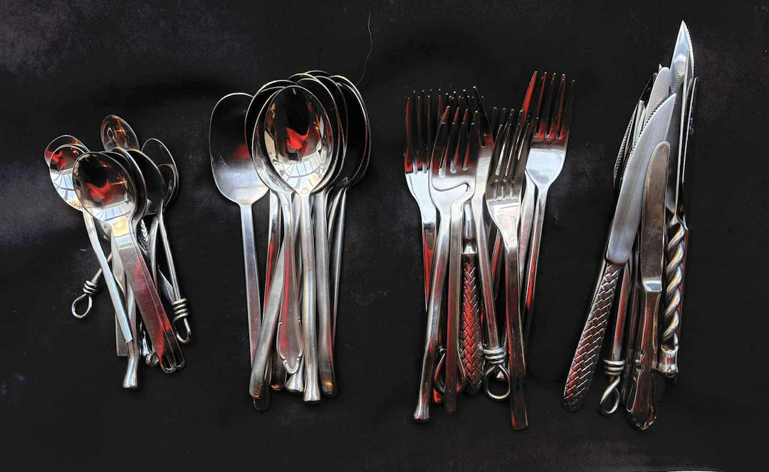 Mismatched French Flatware Set (48 Pieces): Twisted Forged Steel ...