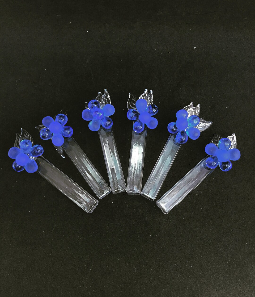 Vintage French Crystal Knife Rests: Blue Flower Cutlery Set of 6 - Etsy