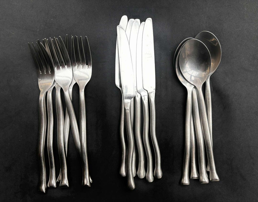 French Twisted Flatware Set (18 Piece): Brutalist Medieval Style - Etsy