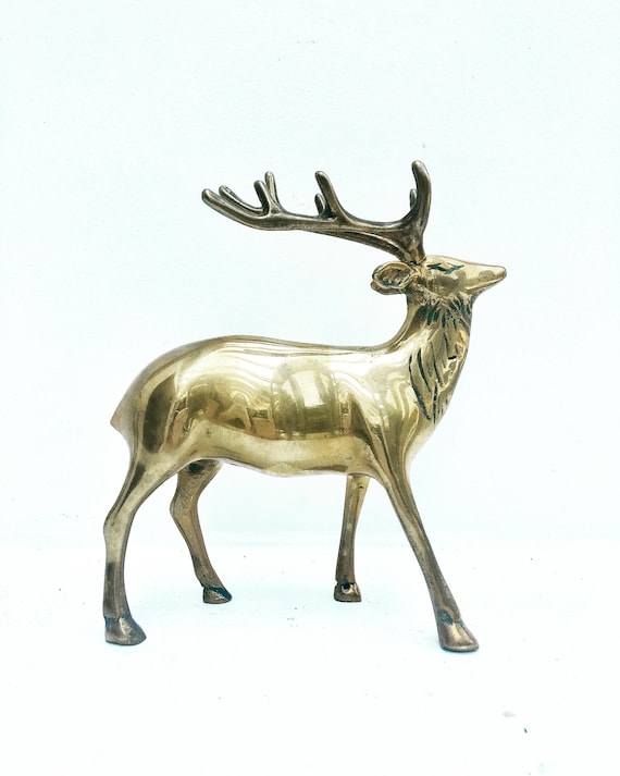 Mid Century Brass Animal Decor Large Brass Baby Deer Sculpture Brass ...