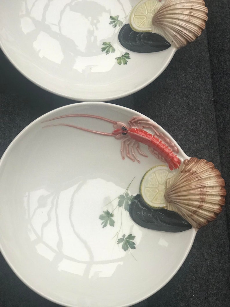 Seafood 4 Plates Soup or Pasta Dinnerware Lobster Shellfish - Etsy