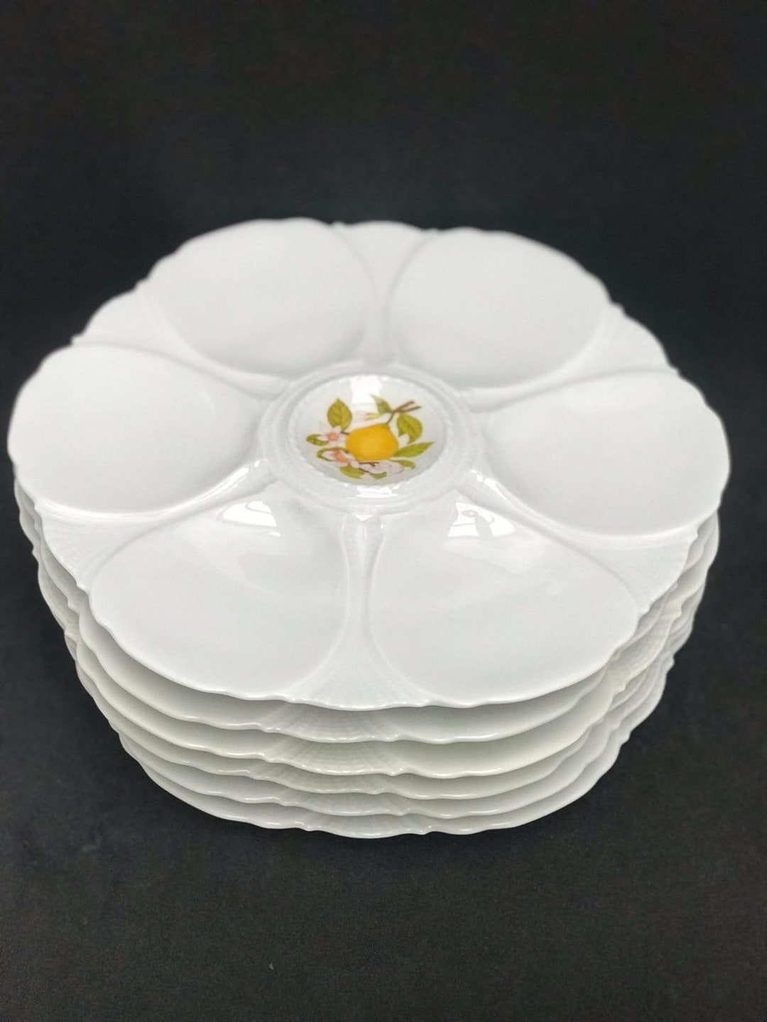 Limoges Porcelain Oyster Plate Set: A. Giraud Lemon Decor, French ...
