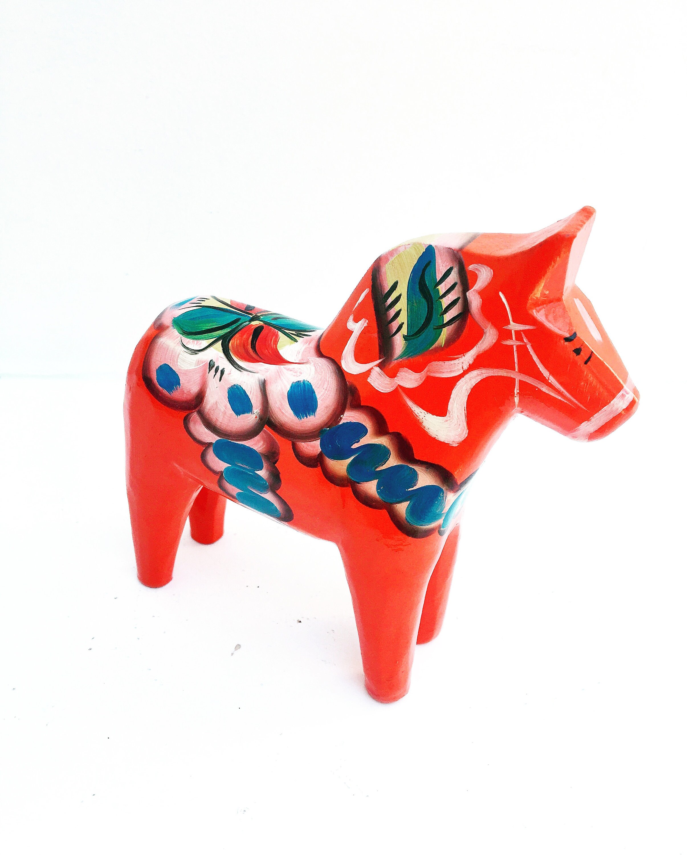 Dolls & Action Figures Toys Swedish Dala Horse Original Floral Red ...