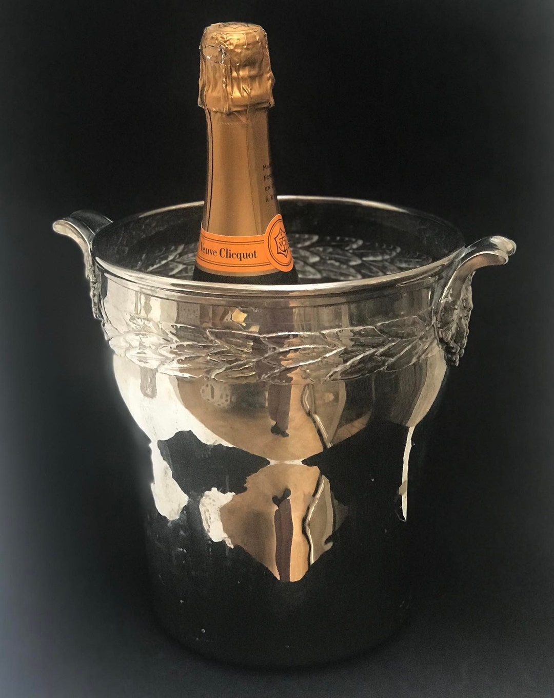 Champagne Bucket Silver Plated Wine Chiller Bar Cart Decor Christmas ...