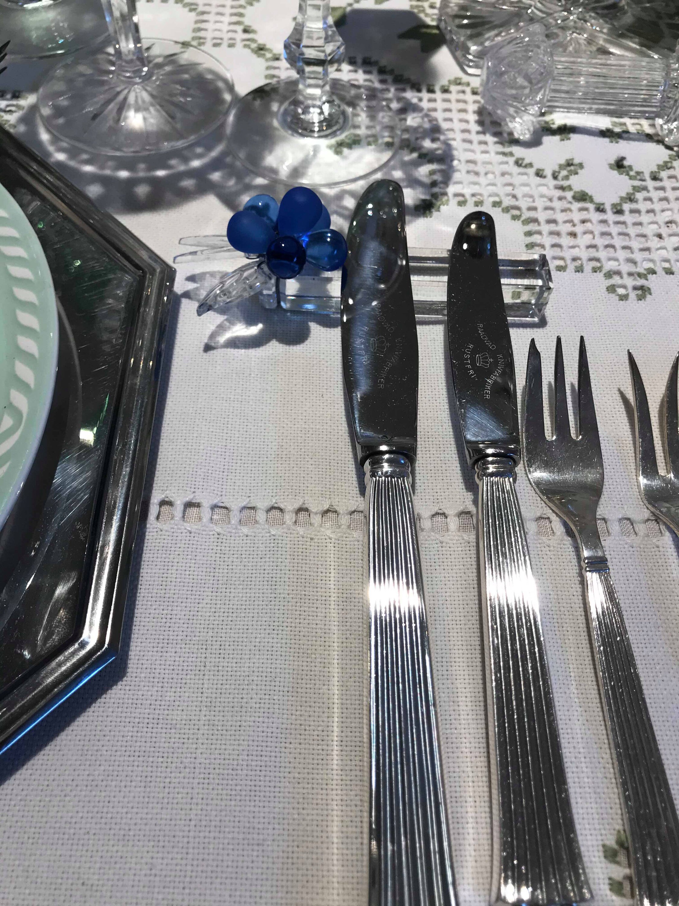 Knife Rest Crystal cutlery Blue clear rest set 6 Retro Table | Etsy