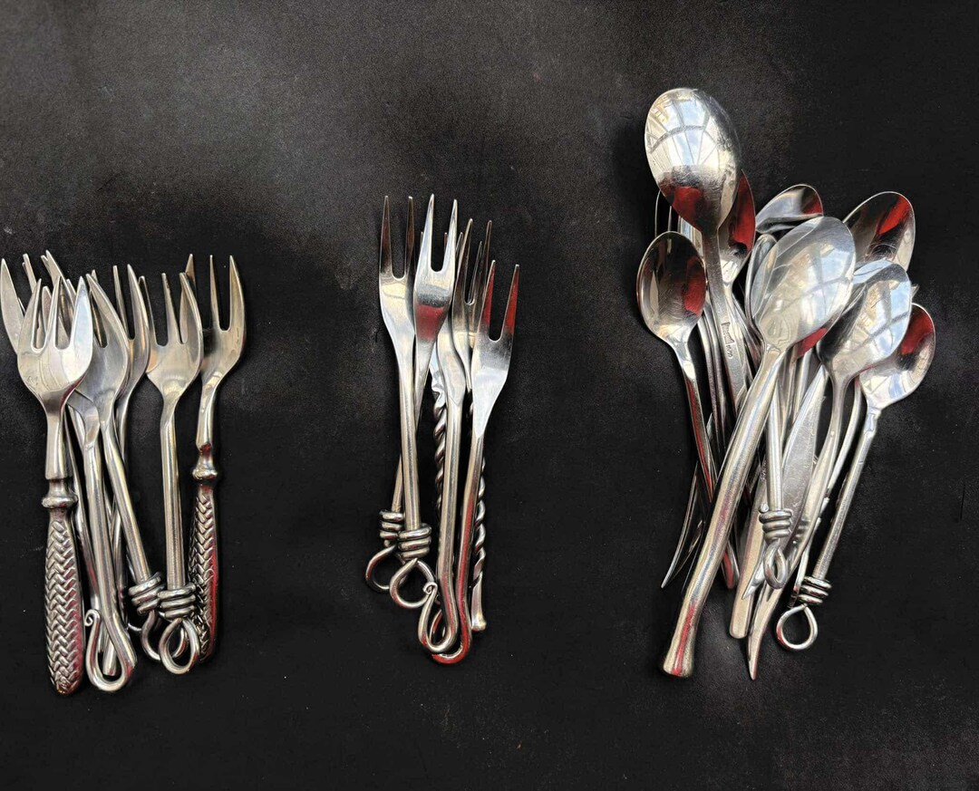 Mismatched Steel Flatware Set: 30-piece Twisted Medieval Decor - Etsy