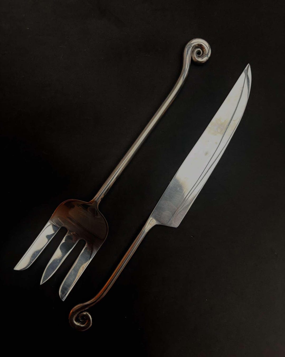 Set 2 Serving Flatware Swirl Twist Cutlery French Twisted Ends Spiral ...