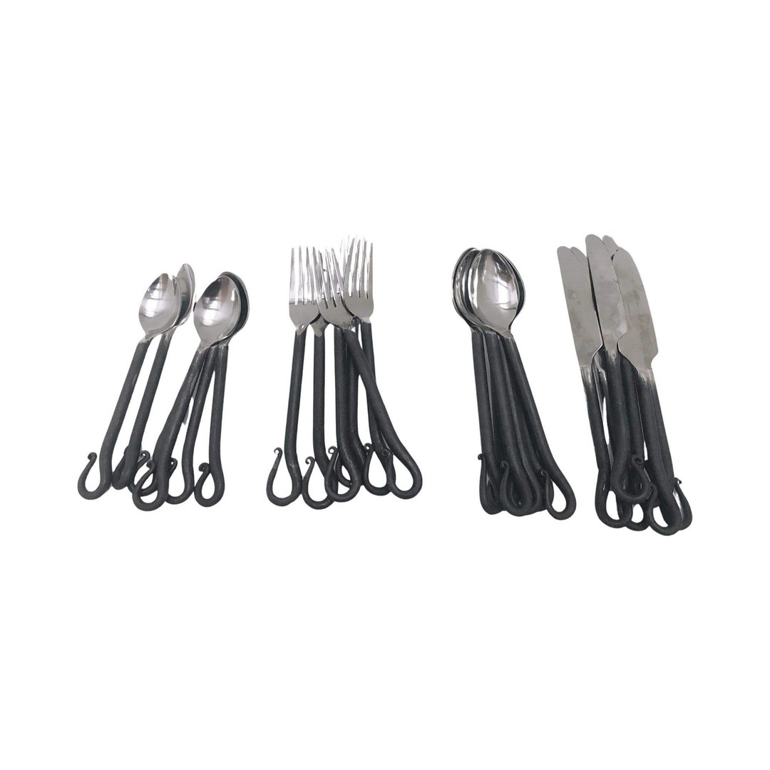 Handmade French Twist Flatware Set: Brutalist Medieval Cutlery, 24 ...