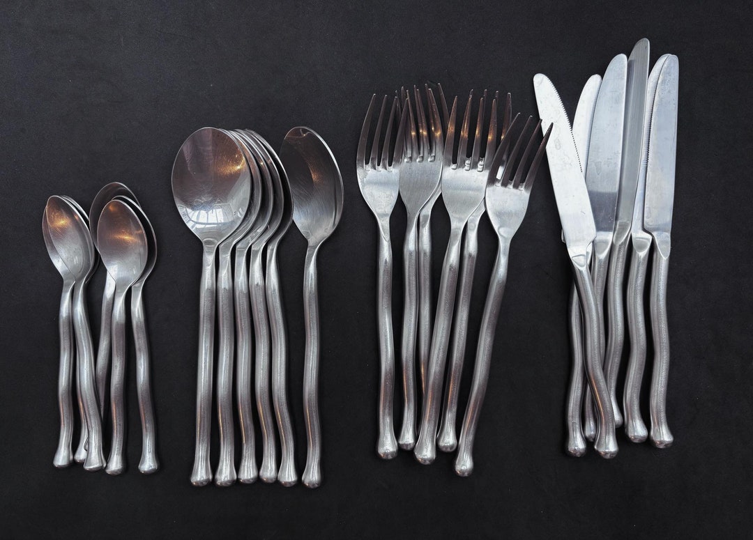 French Twisted Flatware Set for 6, Brutalist Medieval Style - Etsy